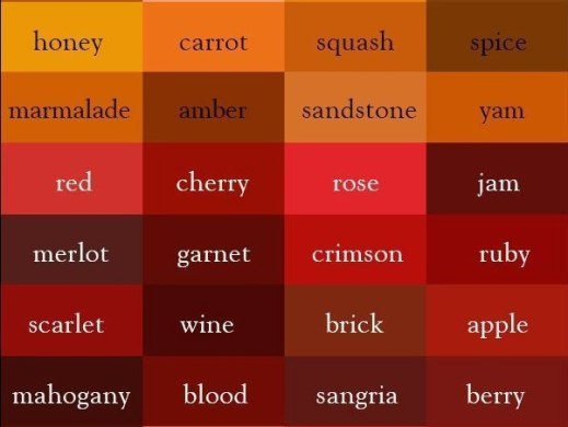 240 color names in English | Just English